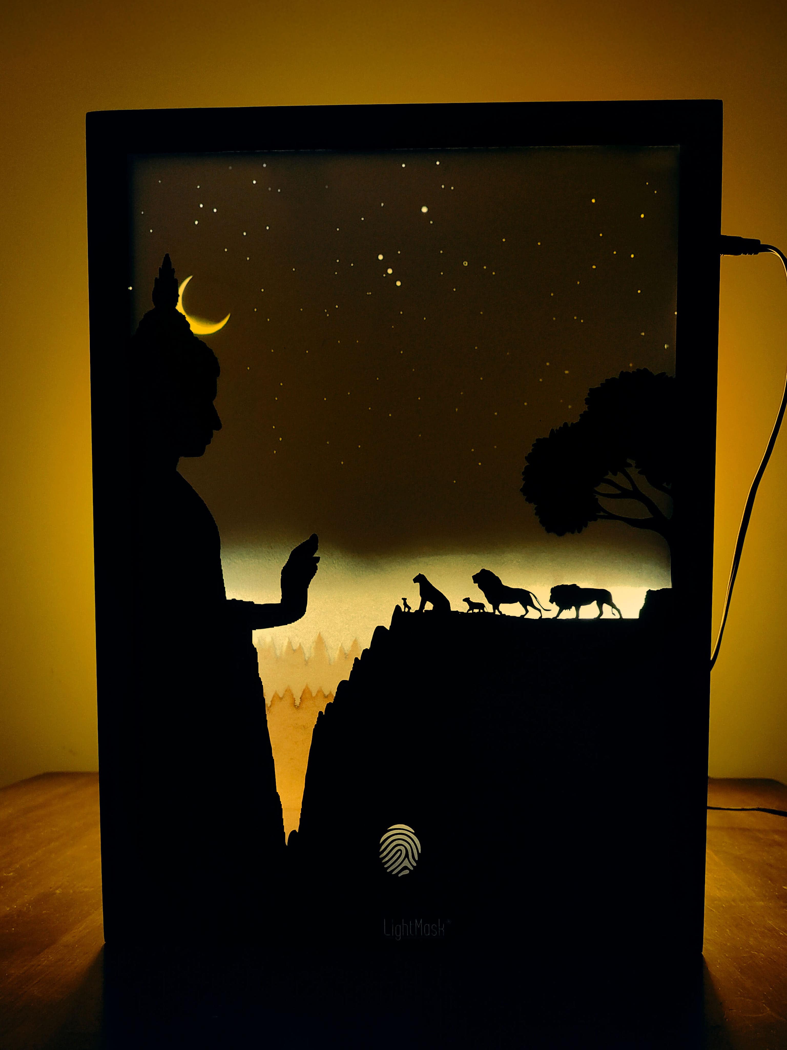 Buddha – Mountain Sunset Shadow Box with Glowing Moon & Starry Night ...
